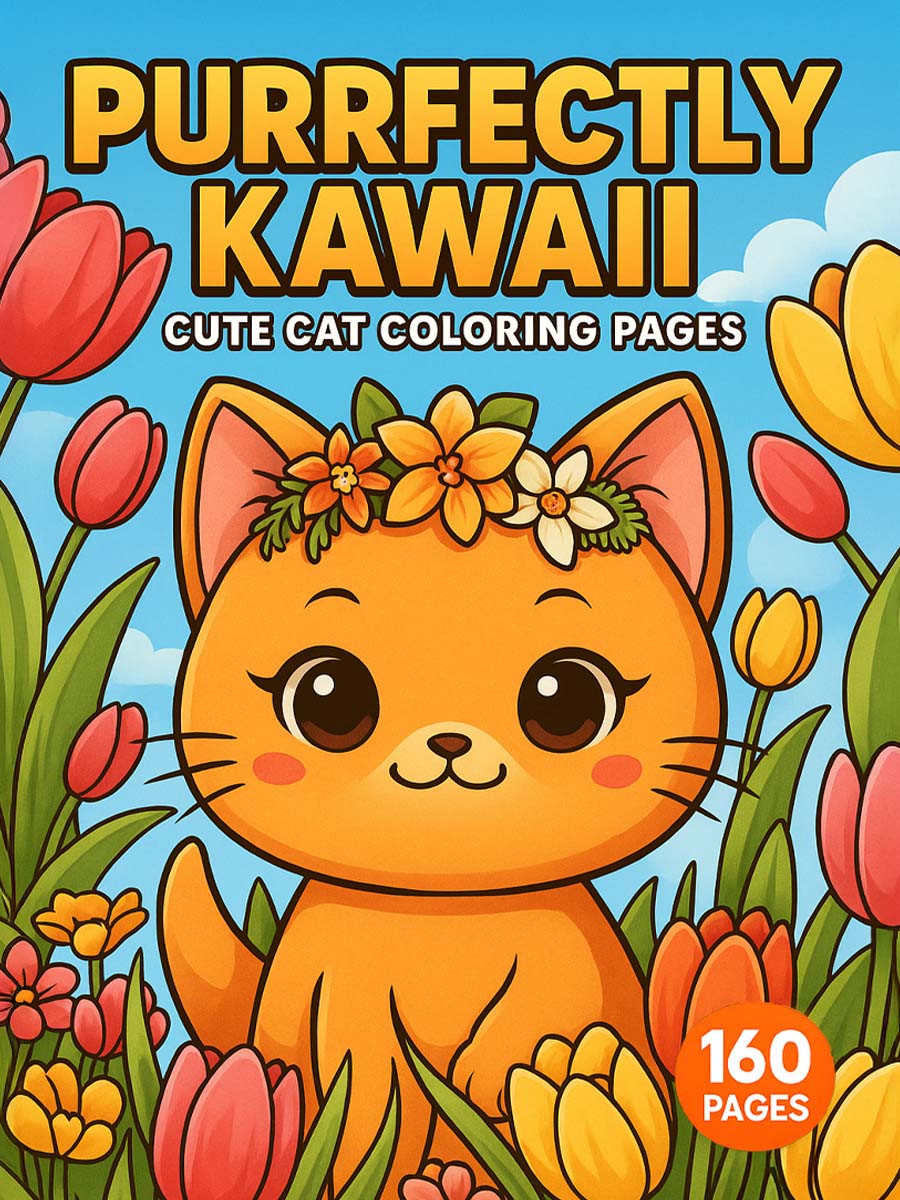Purrfectly Kawaii – 160 Cute Cat Coloring Pages - Fun With Crayons