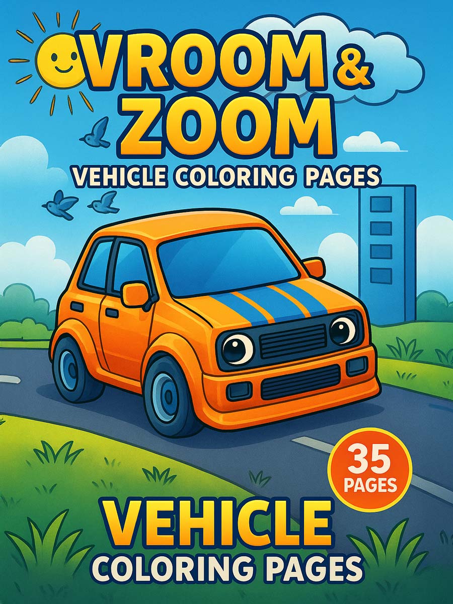 Vroom & Zoom – 35 Vehicle Coloring Pages - Fun With Crayons